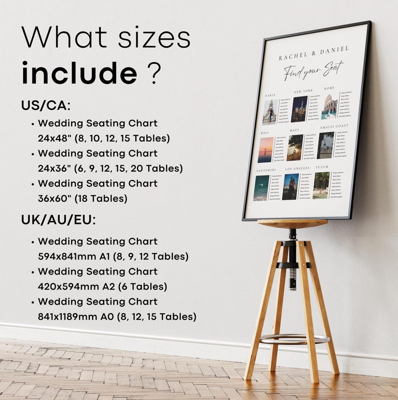 Travel Destination Wedding Seating Chart & Table Photo Card Set (canva ...