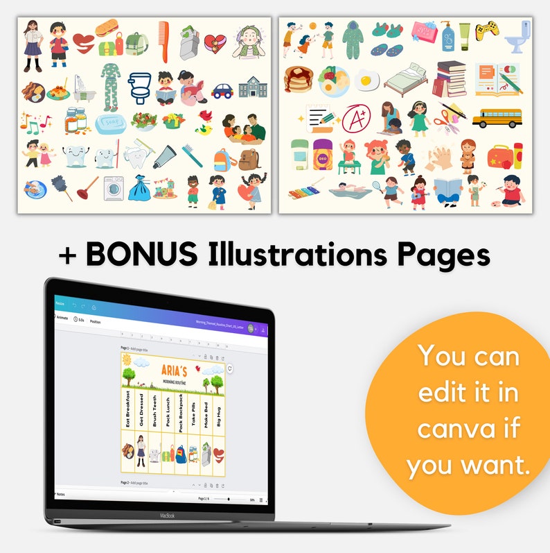 Morning Routine Charts Printable Routines Editable Checklist ...