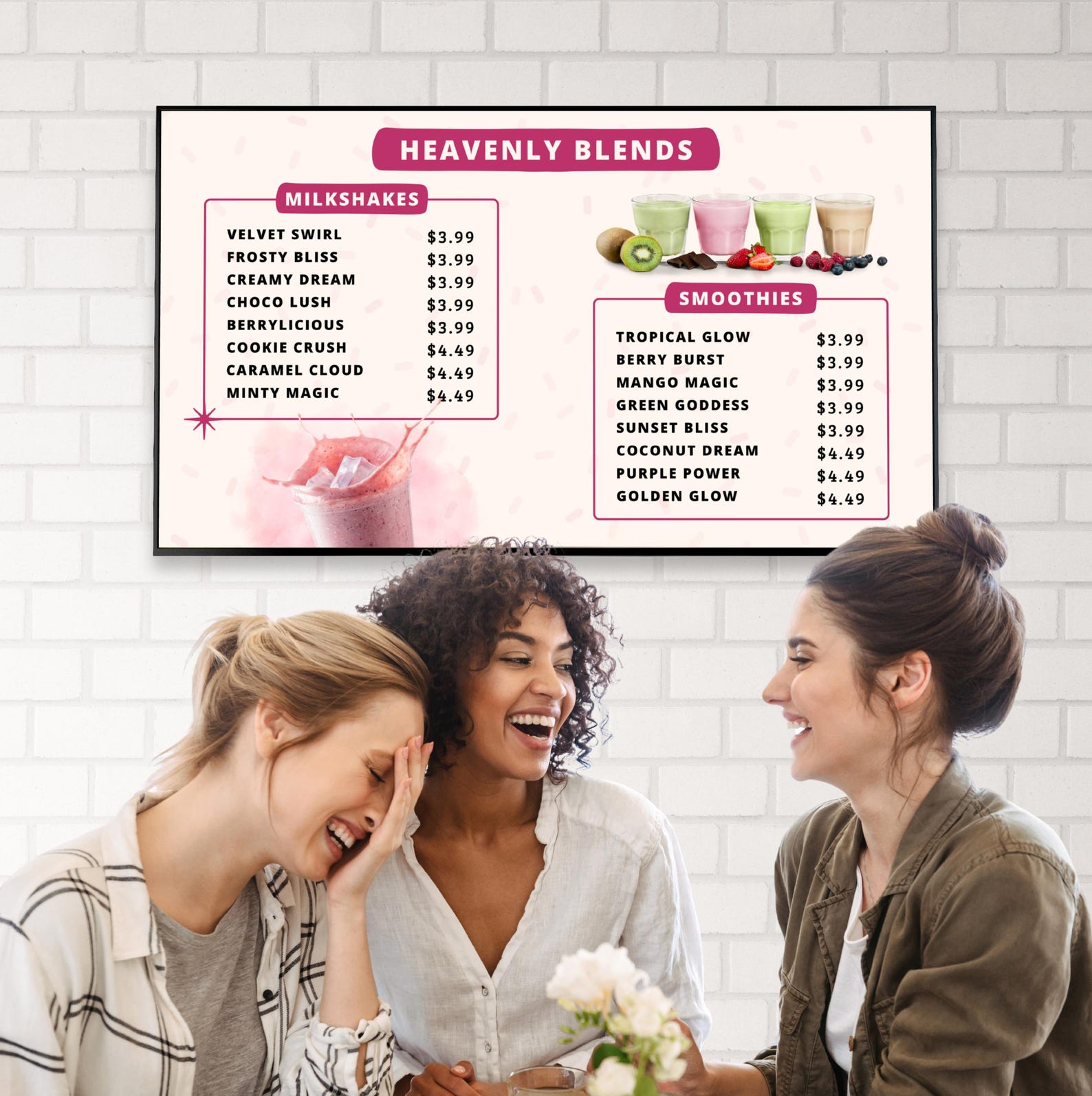 Pink Dessert Shop TV Menu Board | Animated Canva Template (digital) - Etsy