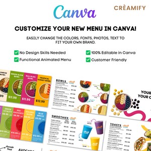 Açaí Bowl & Smoothie Digital Menu Board: Editable TV Display (canva) - Etsy