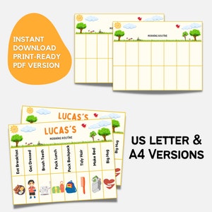 Morning Routine Charts • Printable Routines • Editable Checklist ...