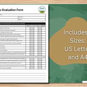 Teacher Evaluation Form • Performance Review • Printable PDF ...