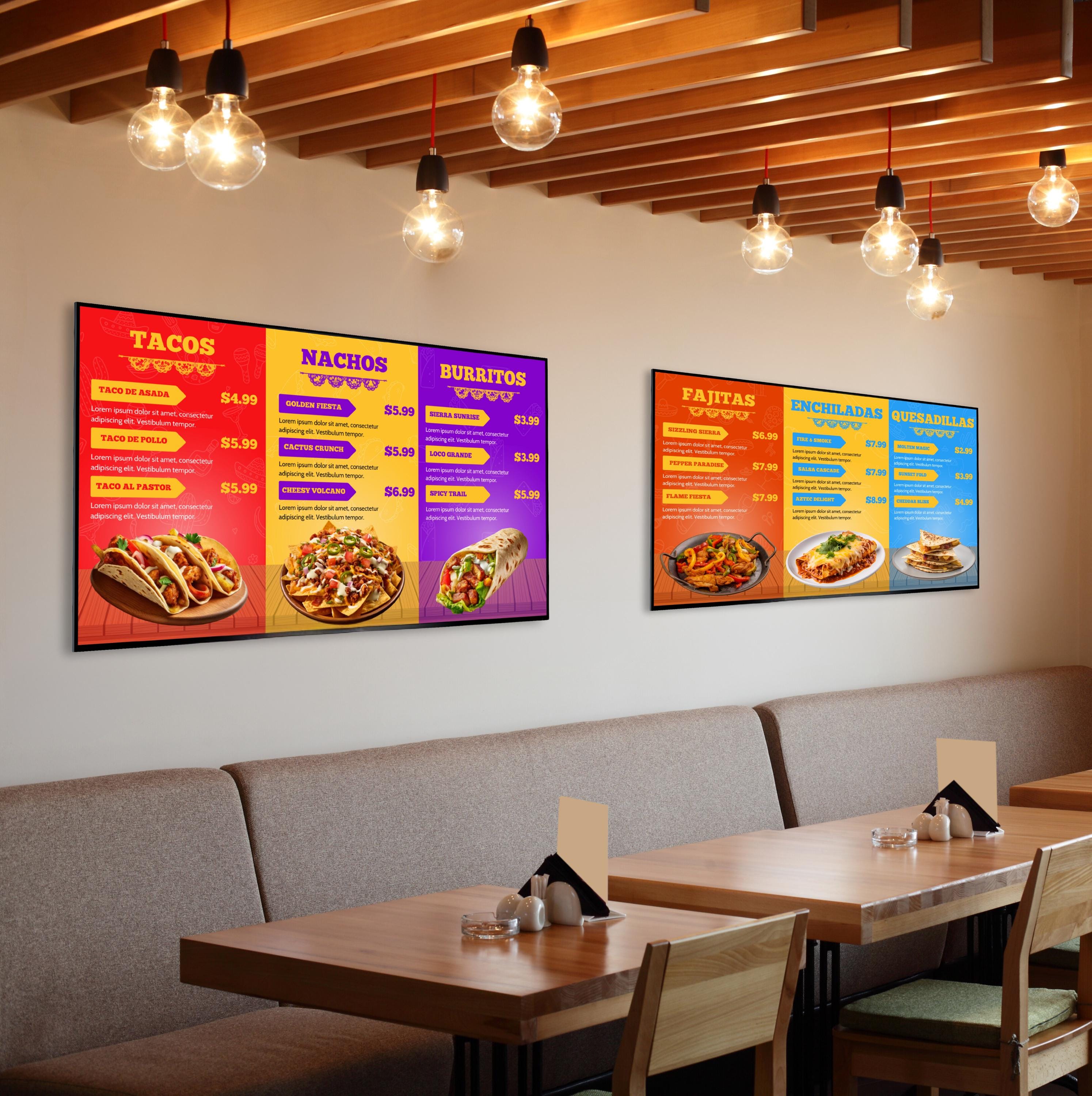 Mexican Restaurant Menu Board Template: Animated TV Screen (digital ...