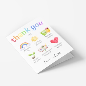 Editable Teacher Thank You Card: Rainbow Design (digital Download) - Etsy
