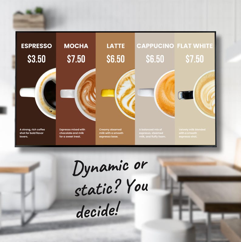 Custom 4K TV Menu Board: Animated Restaurant & Cafe Design - Etsy