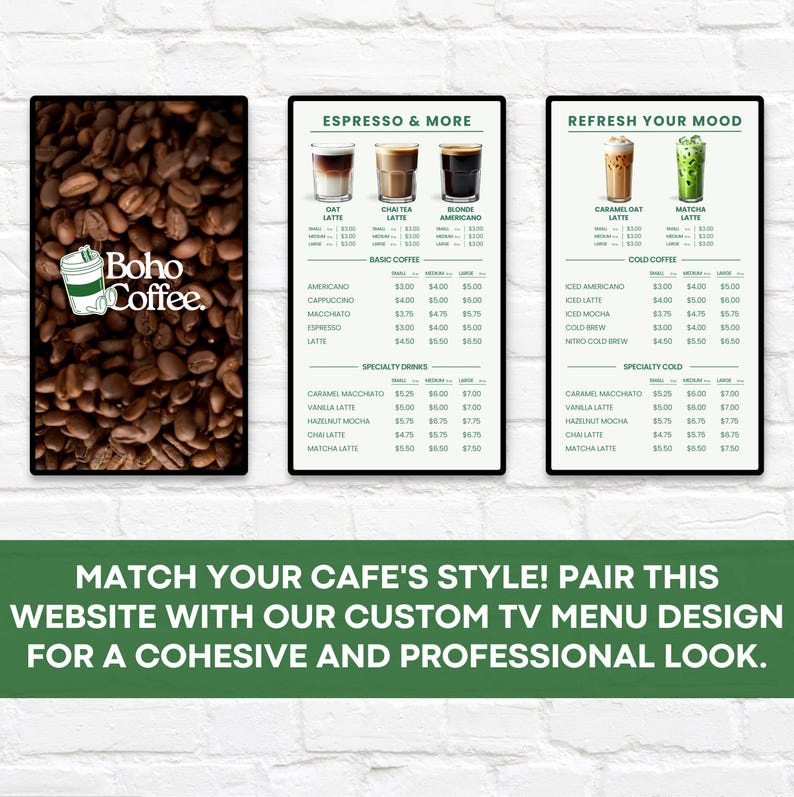Customizable QR Code Coffee Shop Menu Website Template (canva) - Etsy
