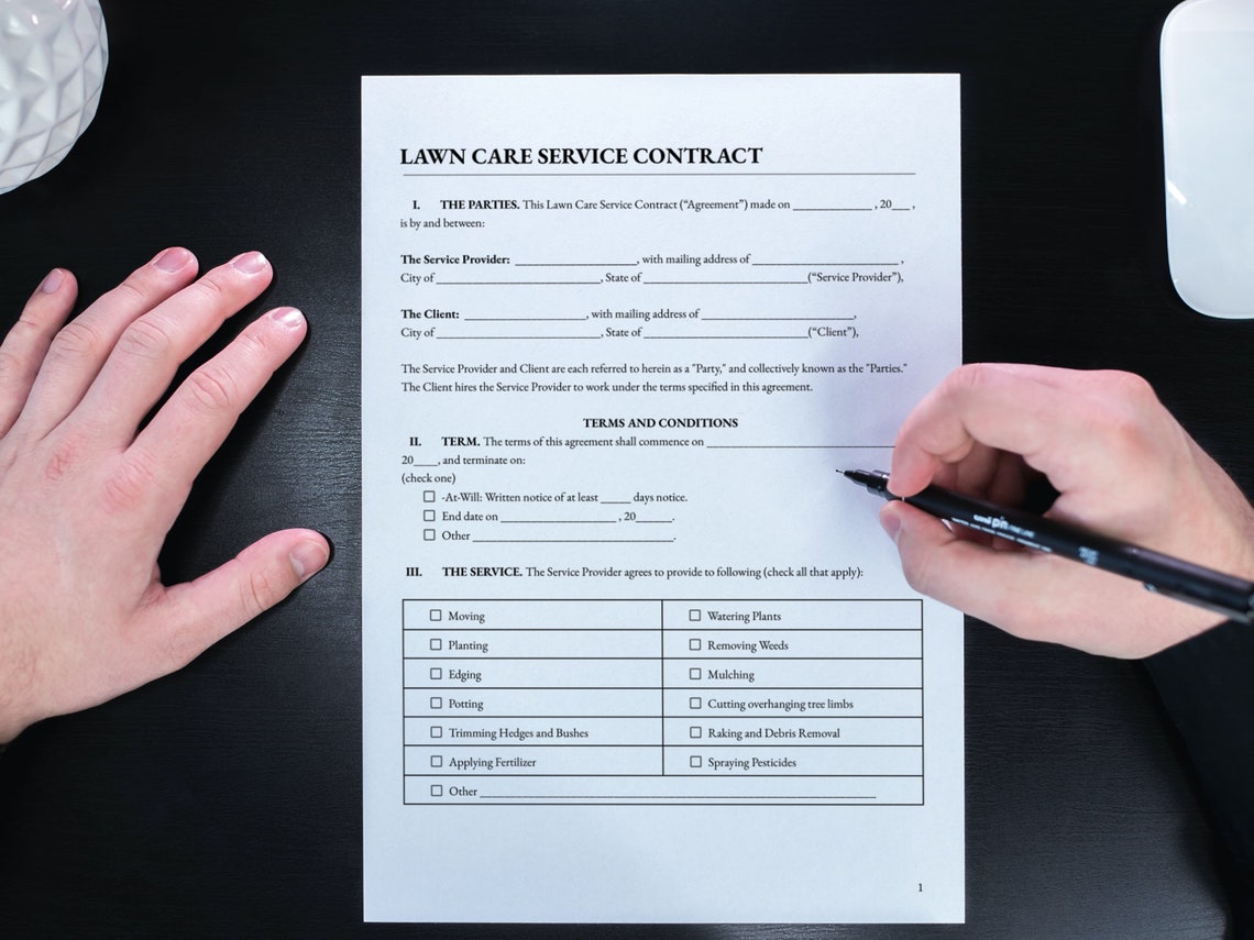 Editable Lawn Care Service Agreement Template (instant Download) - Etsy