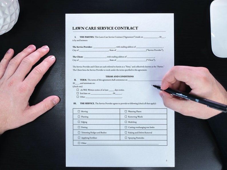 Editable Lawn Care Service Agreement Template (instant Download) - Etsy