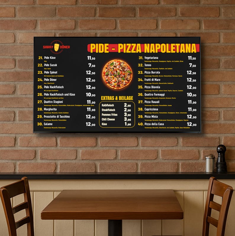 Digital Menu Board for Döner Kebab, Falafel, Lahmacun & Pide | 4K ...