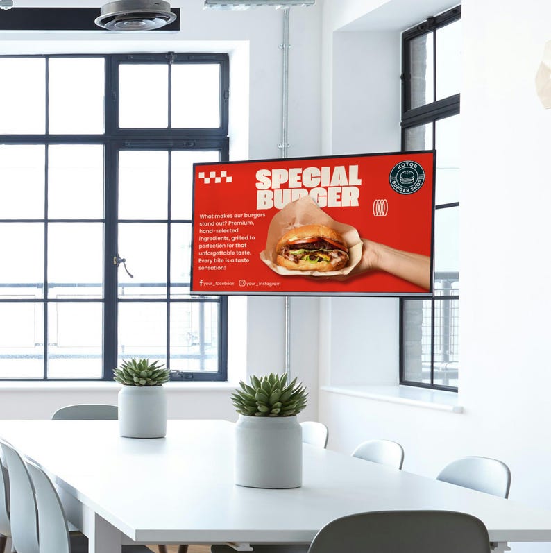 Digital Menu Board for Burger Shop | Fast Food Combo Meal Screen ...