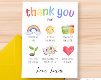 Printable Thank You Card for Daycare Teachers Preschool, Nursery ...