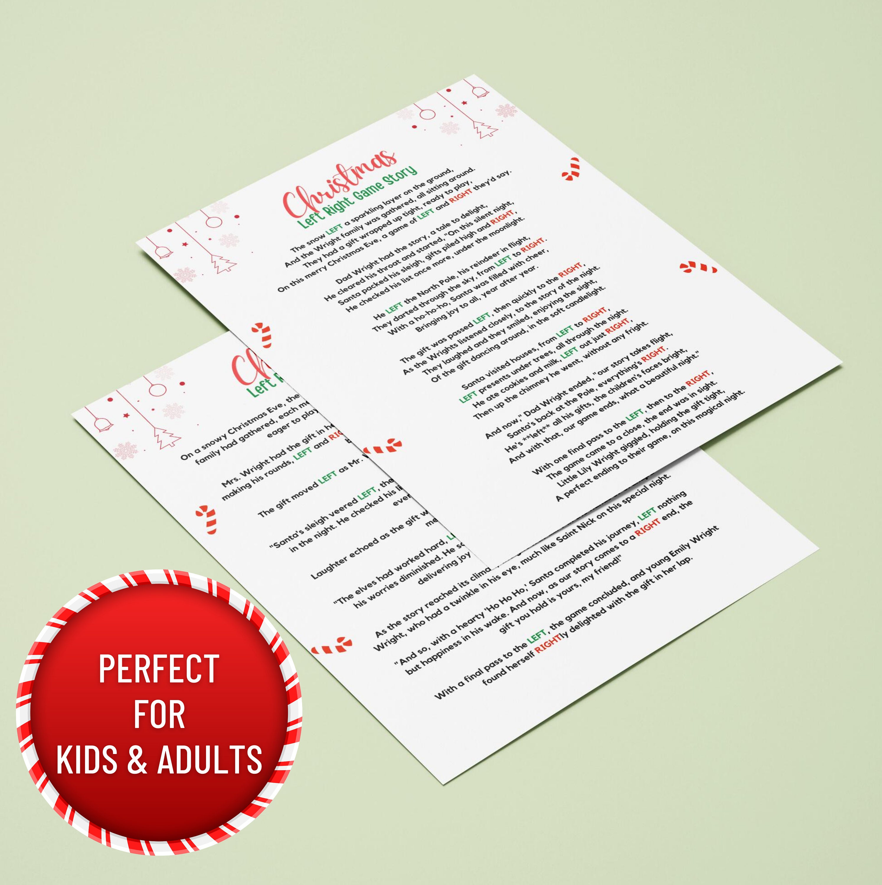 Christmas Left Right Game Bundle: Gift Exchange Story (PDF) - Etsy