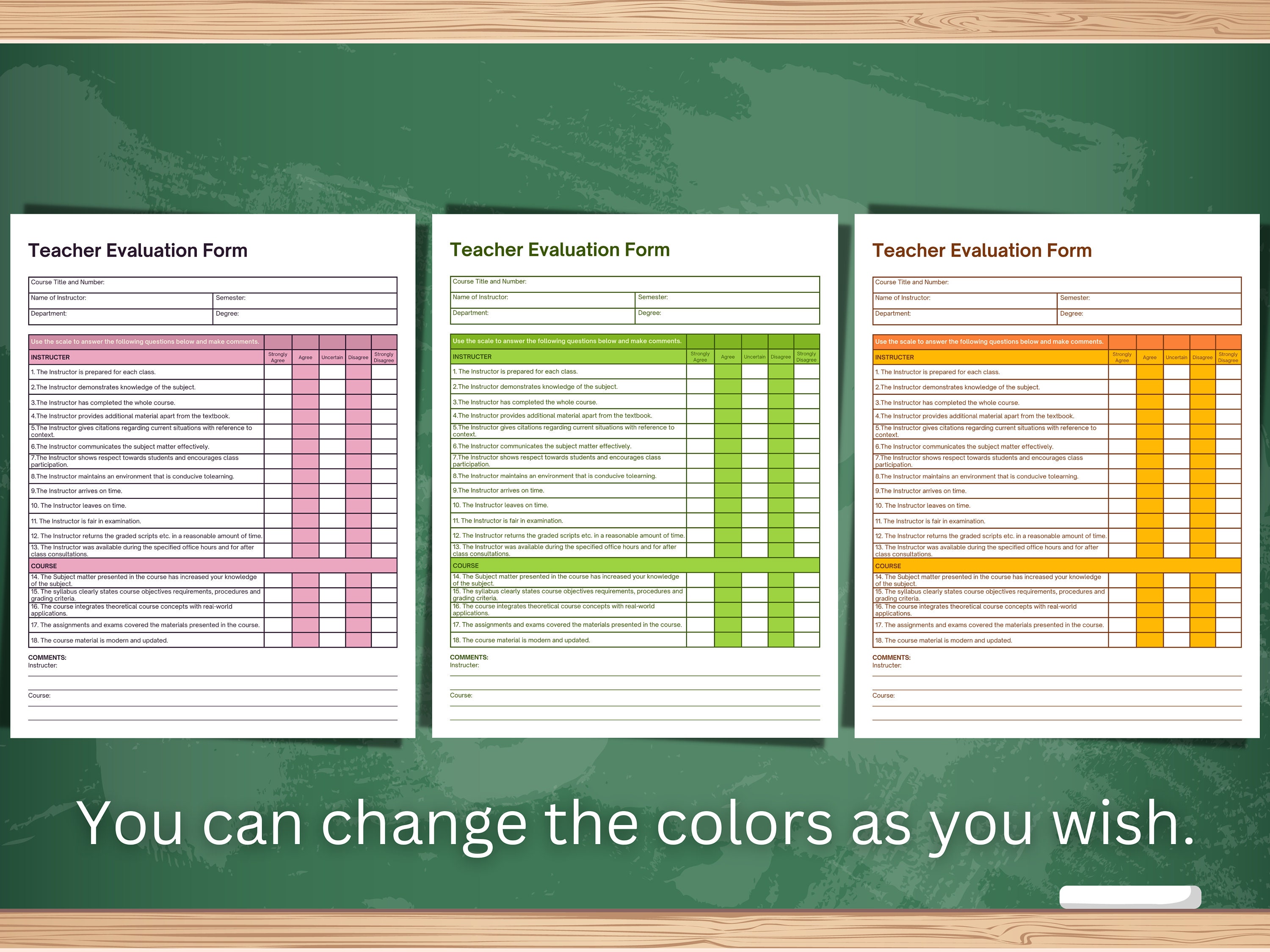 Teacher Evaluation Form • Performance Review • Printable PDF ...