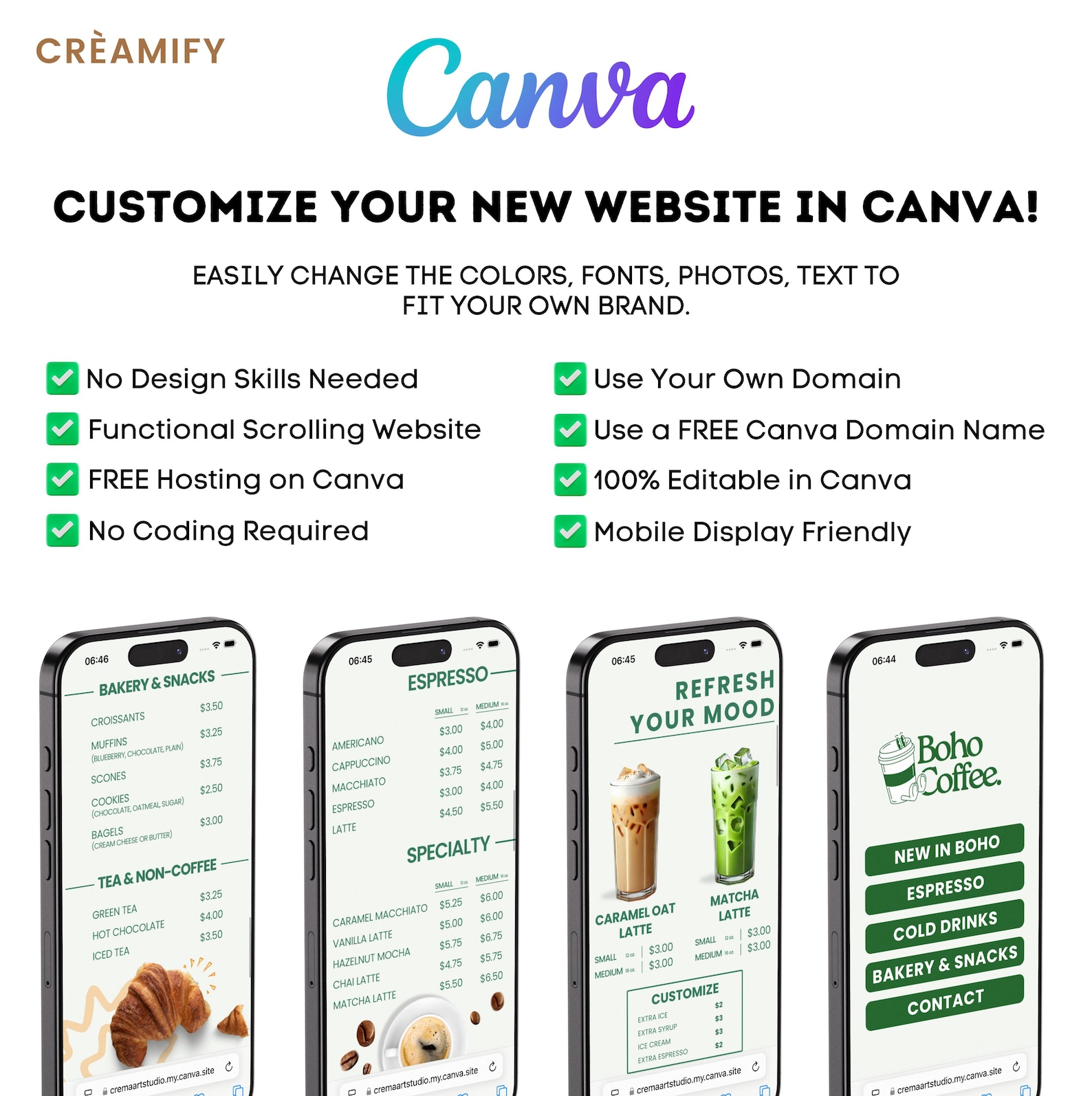 Customizable QR Code Coffee Shop Menu Website Template (canva) - Etsy