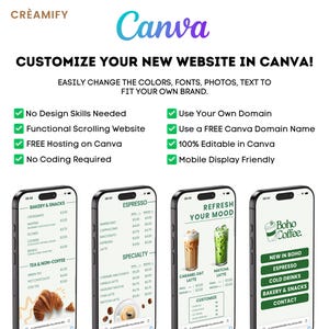 Customizable QR Code Coffee Shop Menu Website Template (canva) - Etsy