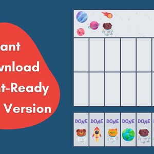 Kids Interactive Routine Chart Bundle Printable Space Themed - Etsy