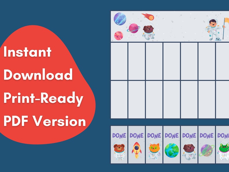 Kids Interactive Routine Chart Bundle Printable Space Themed - Etsy