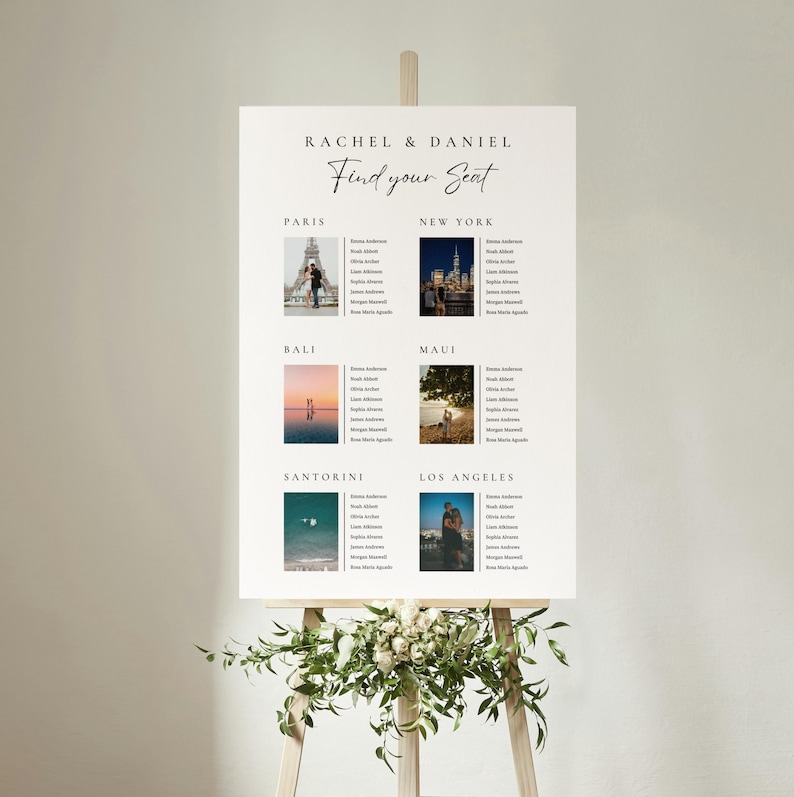 Travel Destination Wedding Seating Chart & Table Photo Card Set (canva ...