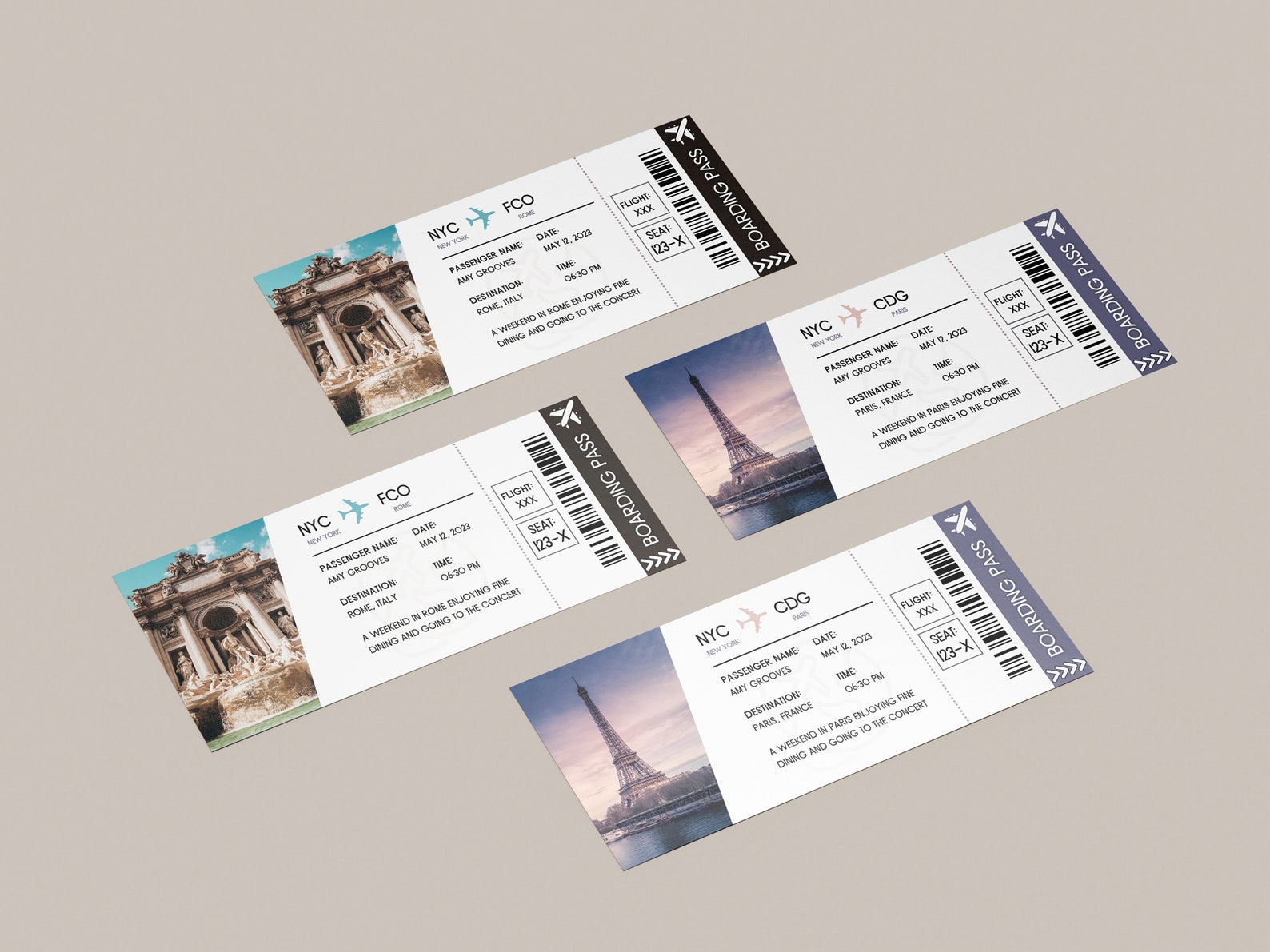 Editable Boarding Ticket Template Bundle Surprise Airline - Etsy