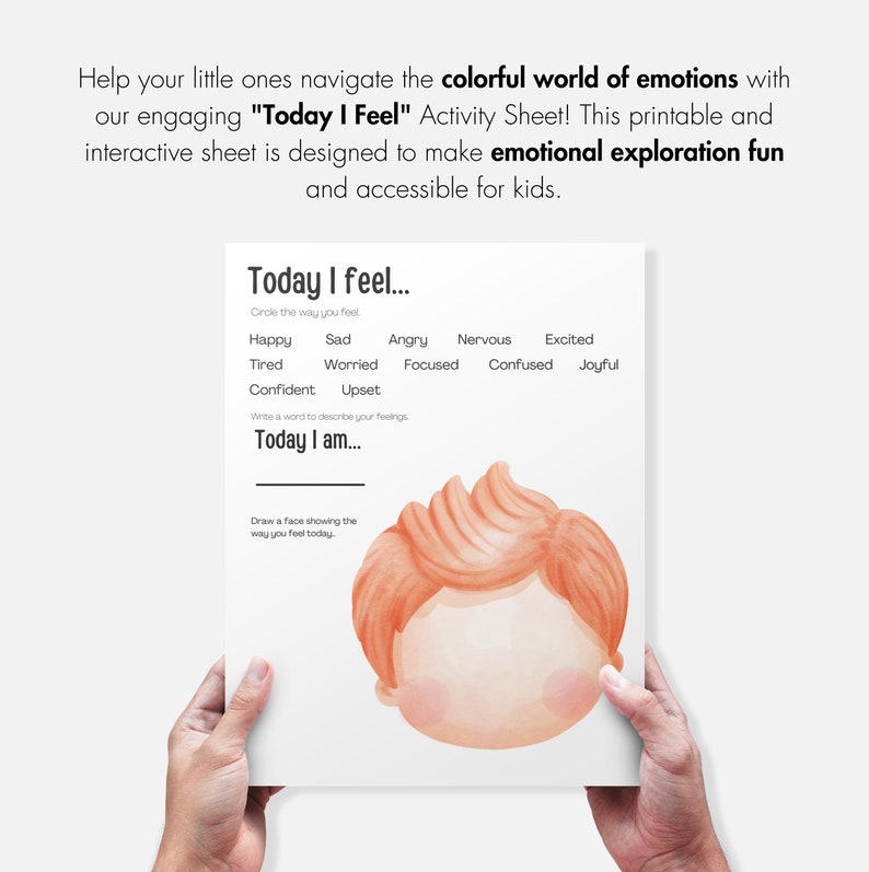 Printable Kids Emotions Activity Sheet: Today I Feel, Boys Edition (PDF ...