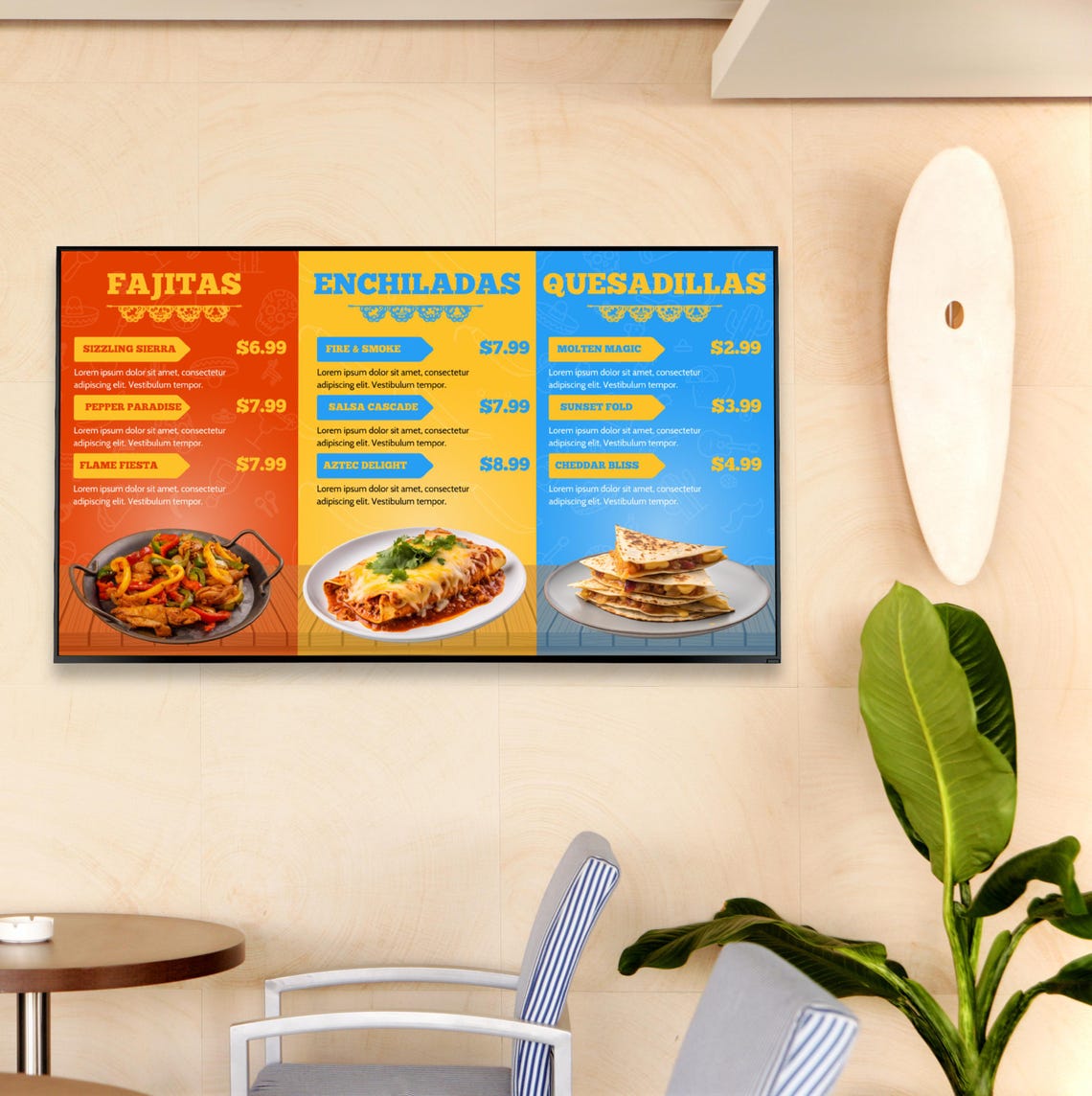 Mexican Restaurant Menu Board Template: Animated TV Screen (digital ...