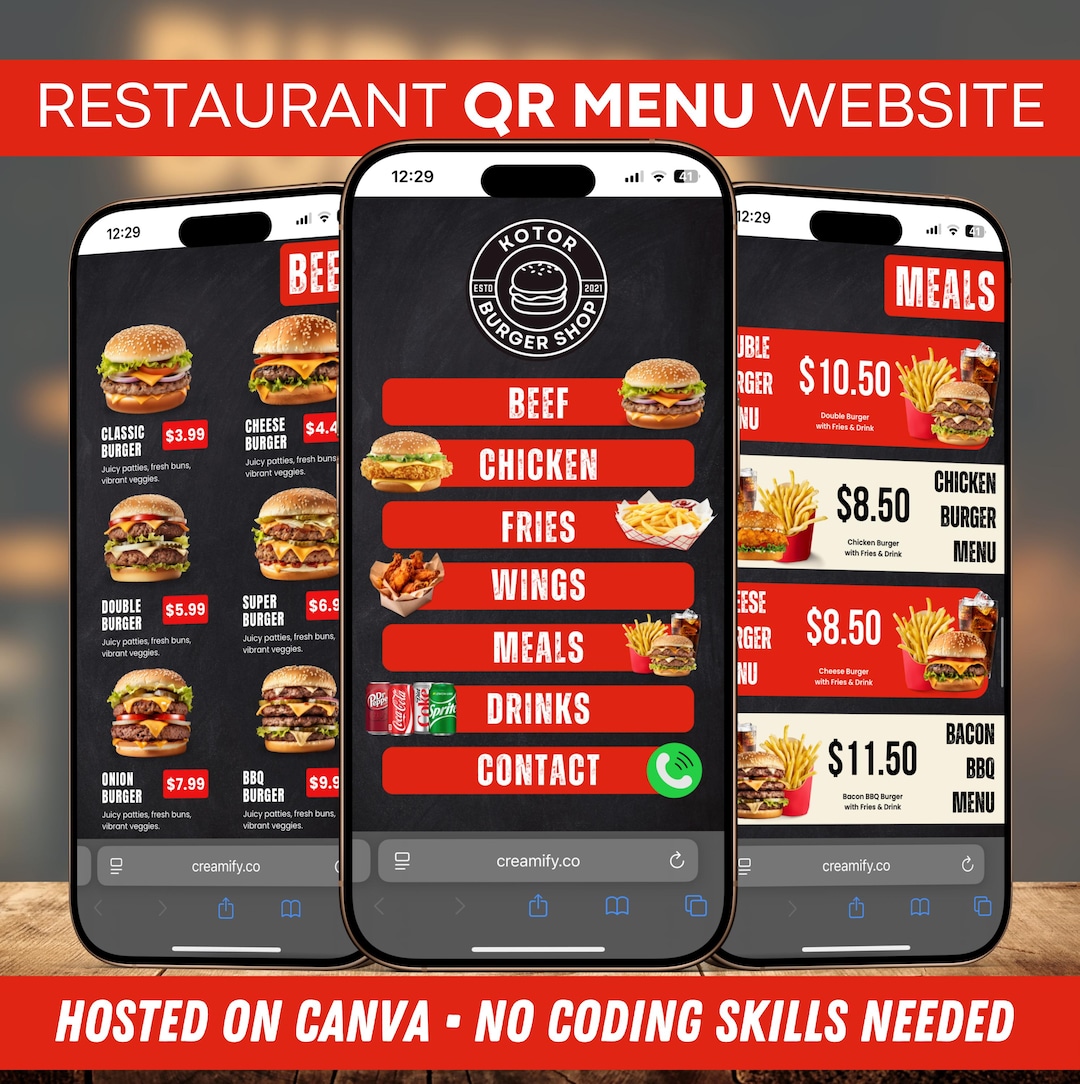 QR Code Restaurant Menu Website Template: Mobile-friendly Canva Design ...