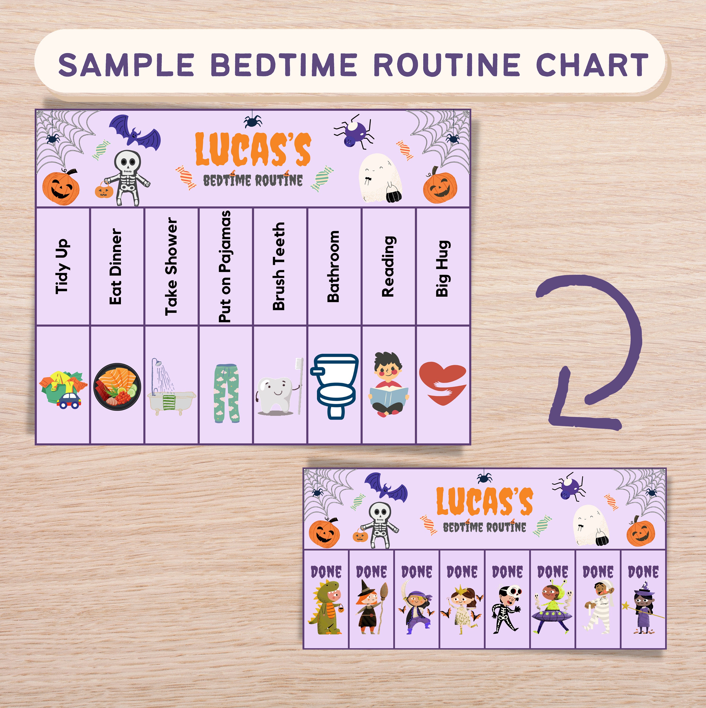 Personalized Interactive Routine Chart, Customizable Kids Morning ...