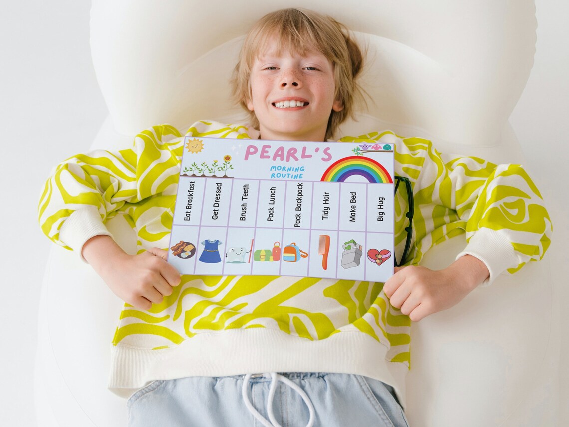 Kids & Toddlers Interactive Routine Chart Printable Rainbow Themed Flip ...