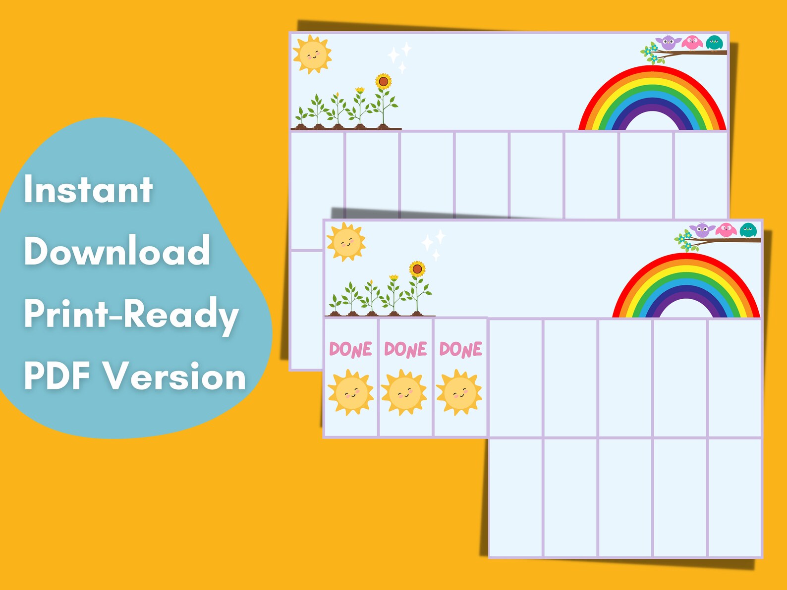 Kids & Toddlers Interactive Routine Chart Printable Rainbow Themed Flip ...