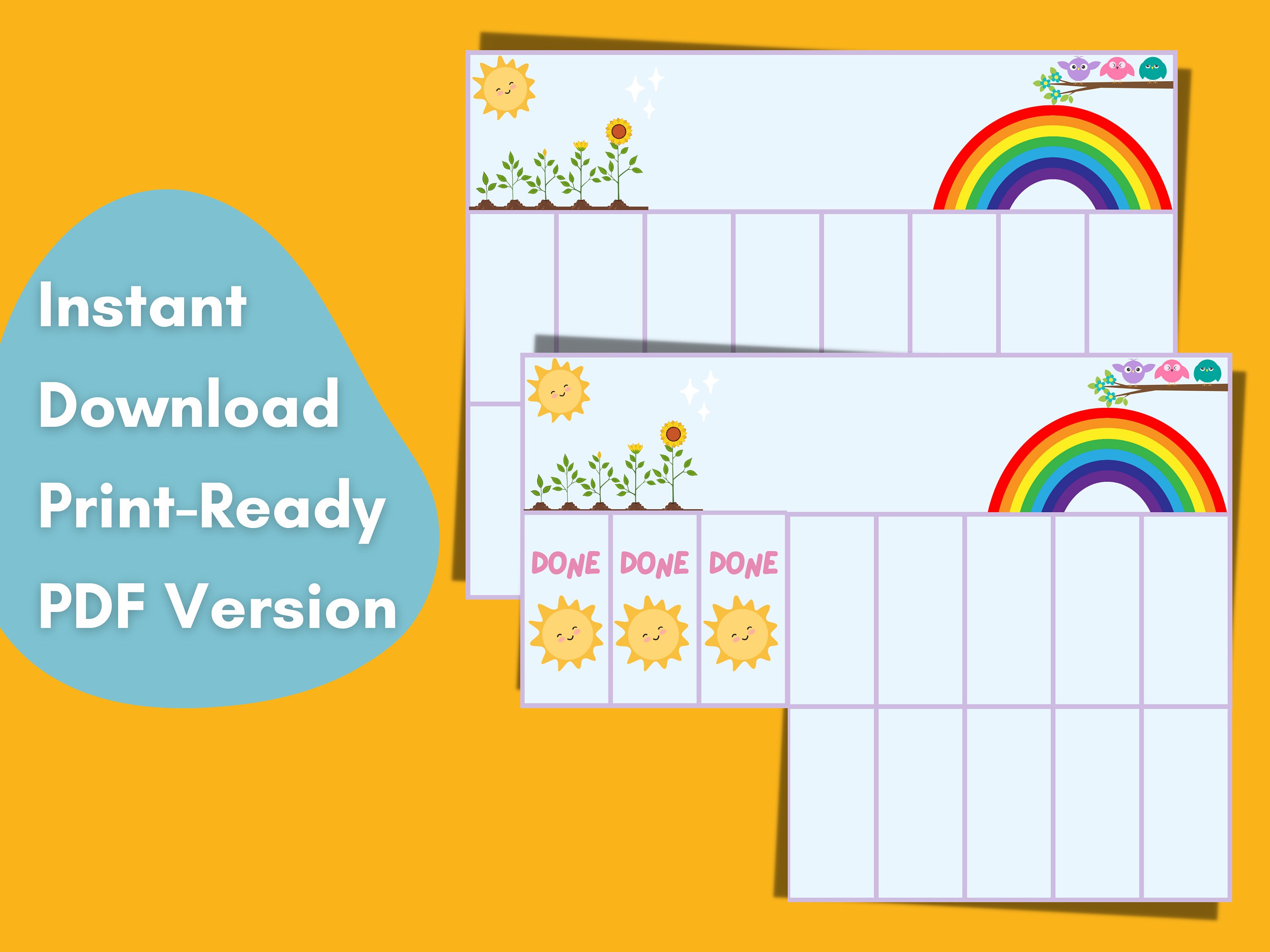 Kids & Toddlers Interactive Routine Chart Printable Rainbow Themed Flip ...