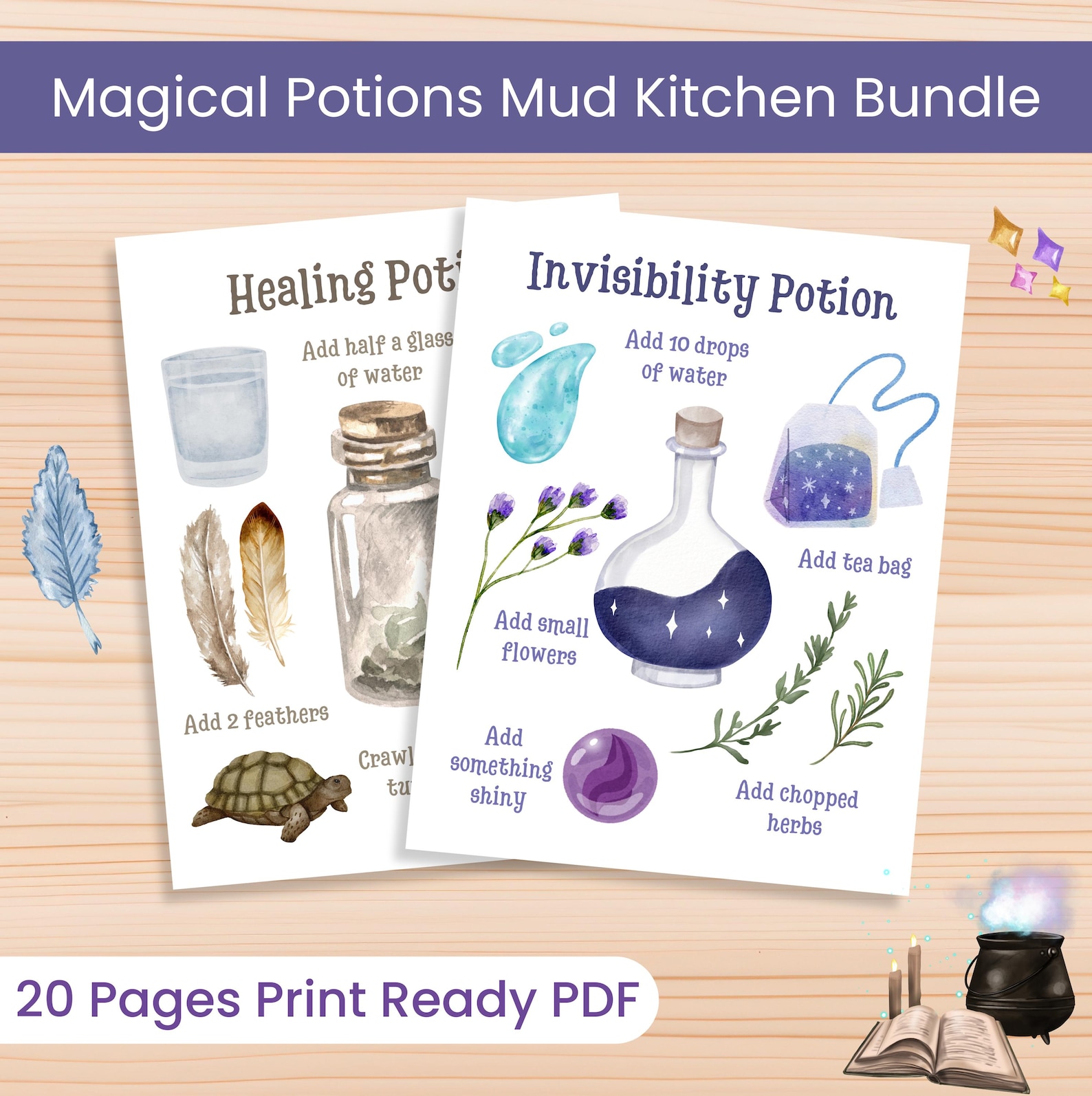 Printable Mud Kitchen Potion Recipe Cards: Magical Outdoor Play (PDF ...