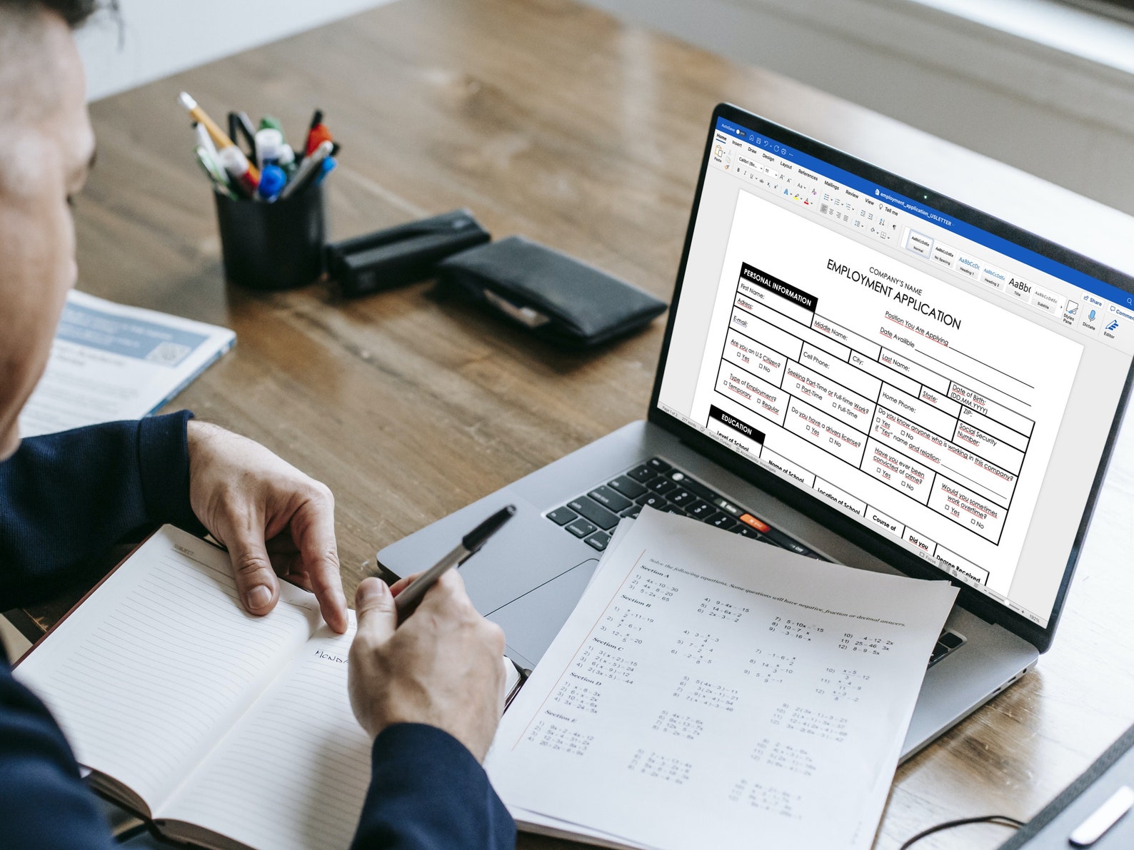 Editable Employment Application Form: Printable PDF & MS Word Template ...