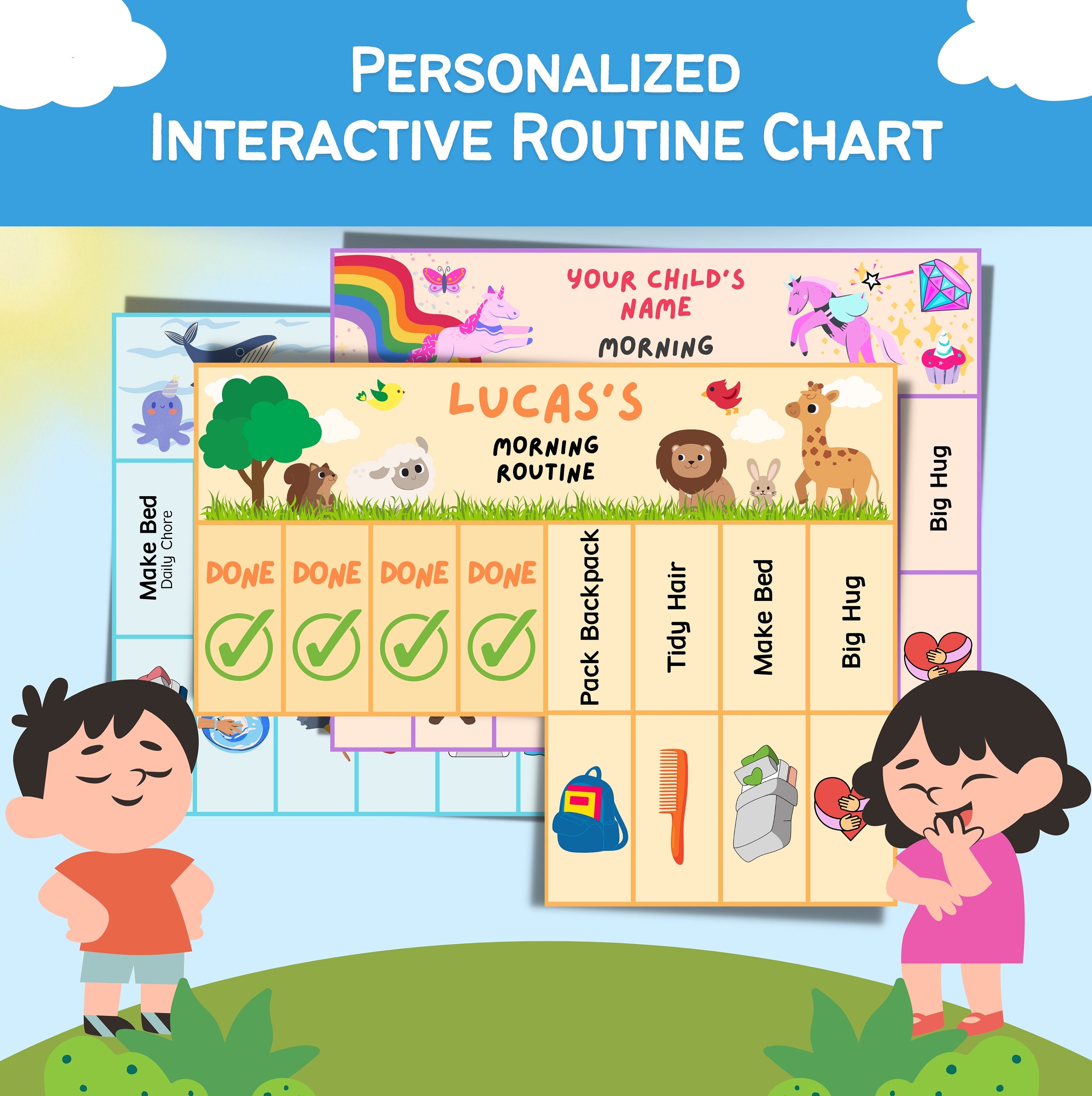 Personalized Interactive Routine Chart Customizable Kids - Etsy