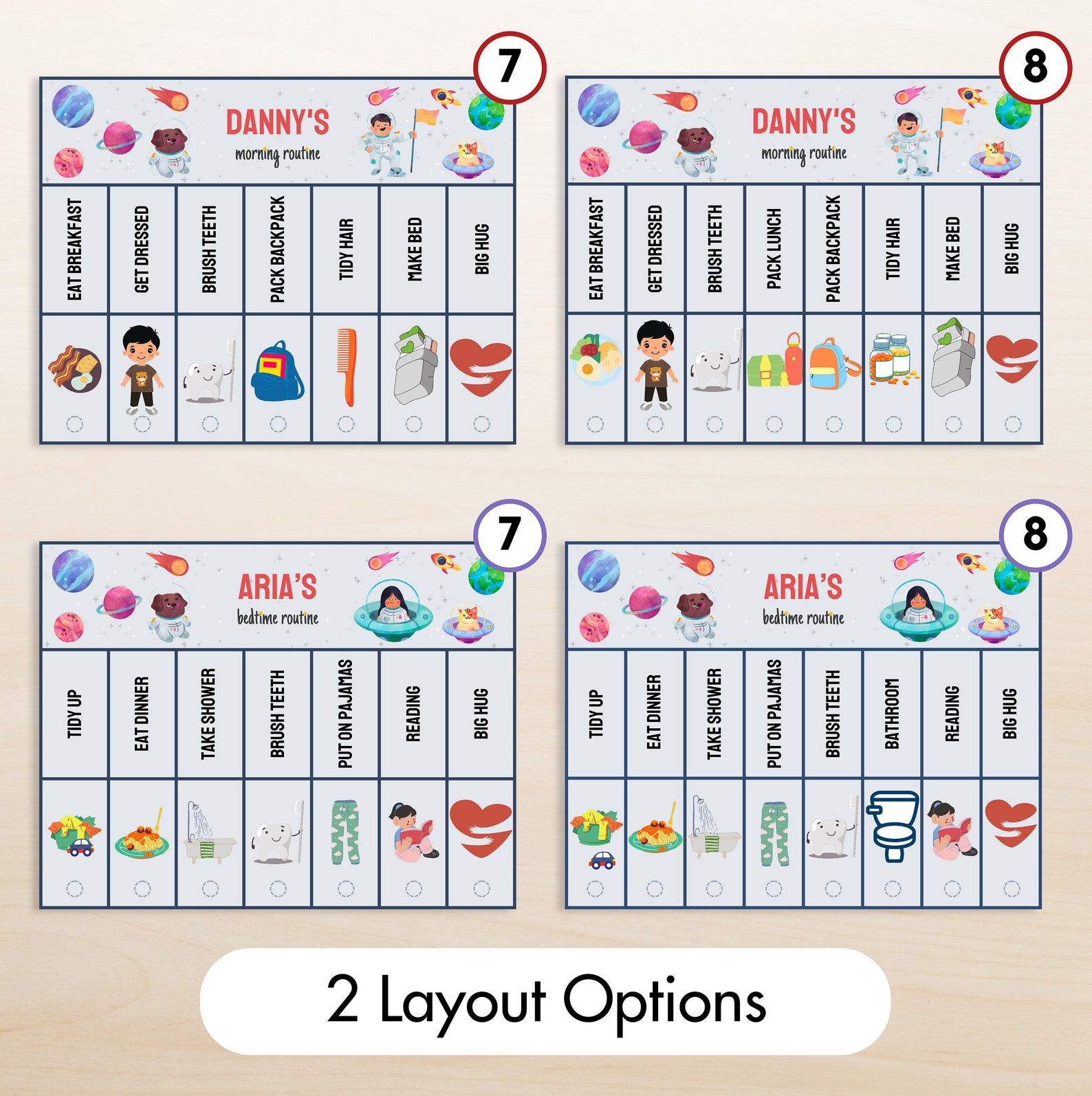 Kids Interactive Routine Chart Bundle • Printable Space Themed Flip ...