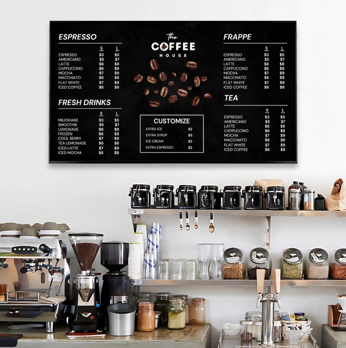 4K Animated Digital Menu Board Template Editable TV Menu for Coffee ...