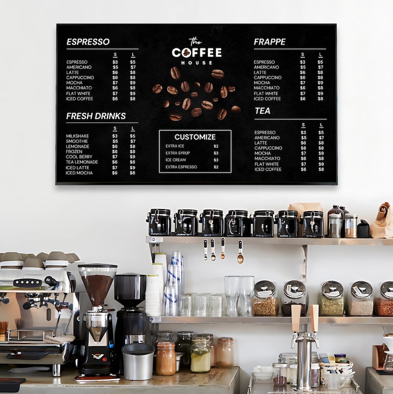 Animated Coffee Shop Menu Board | Cafe TV Signage Template (canva ...