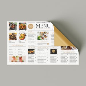 Elegant Restaurant Menu Template: Customizable Fine Dining Design (14x8 ...