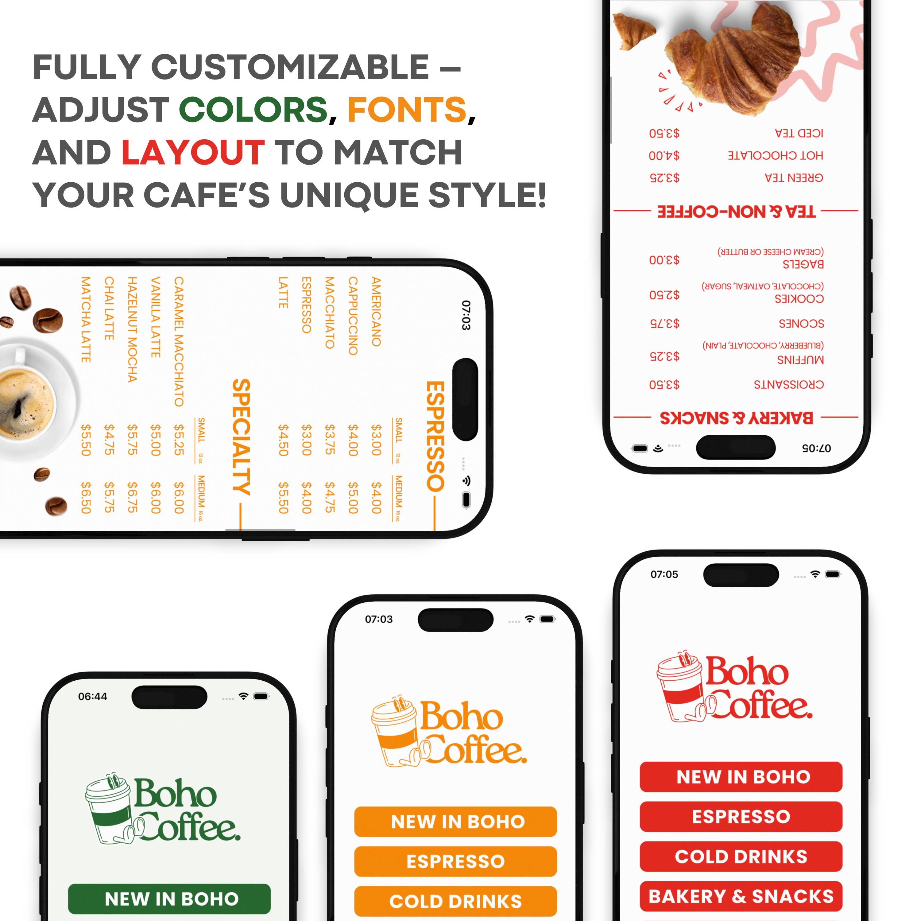 Customizable QR Code Coffee Shop Menu Website Template (canva) - Etsy
