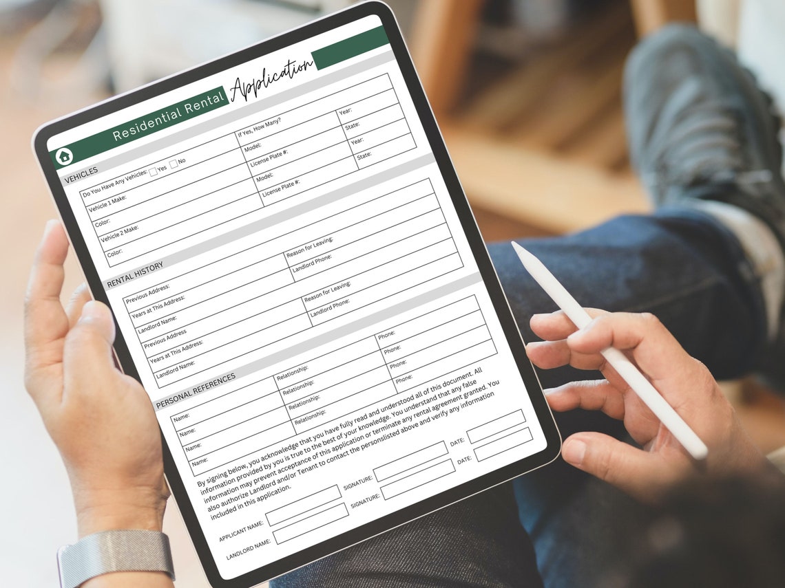 Editable Residential Rental Application Form Template • Printable PDF ...