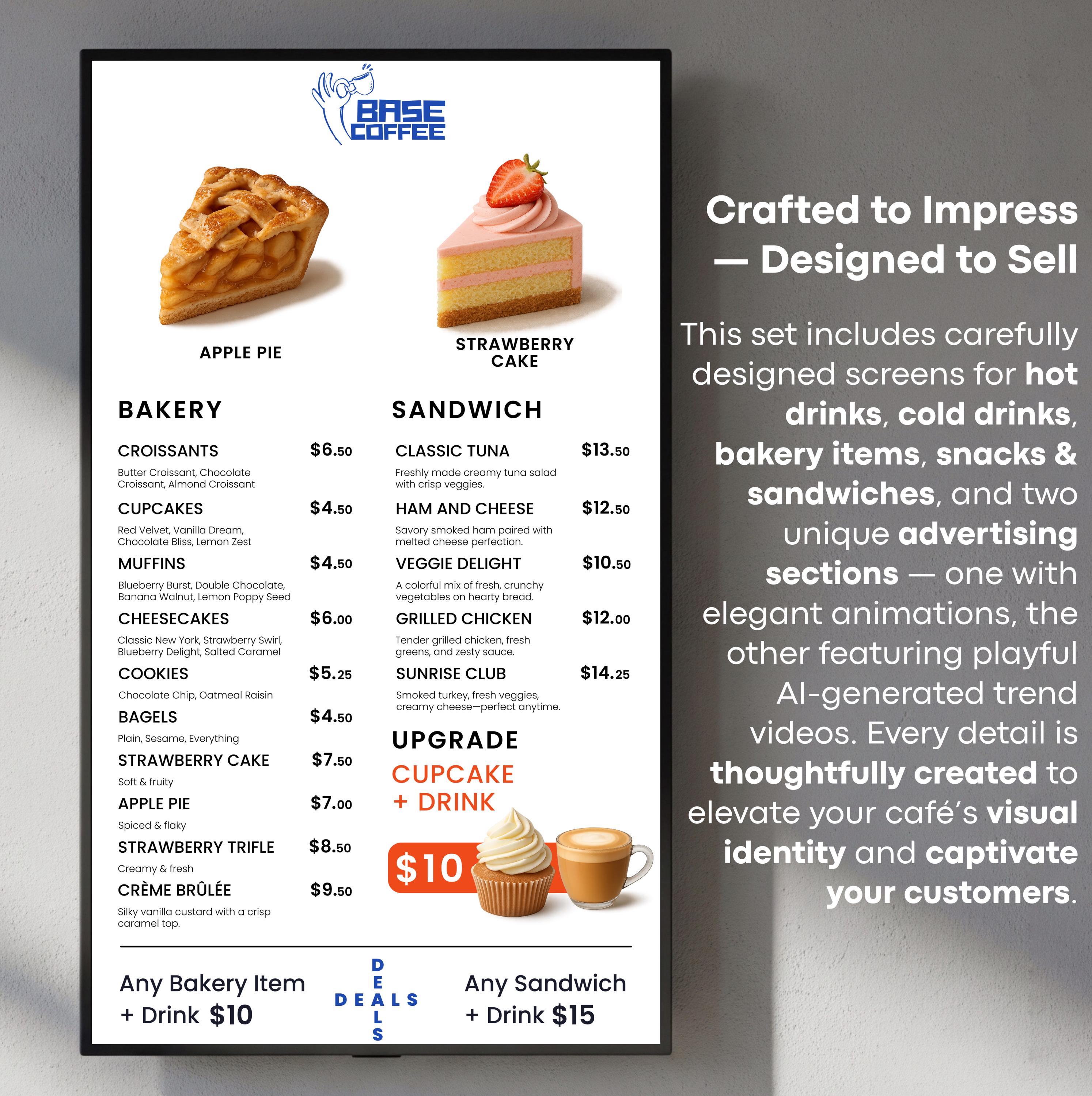 Vertical Digital Menu Board Bundle | Coffee Shop TV Screen Template ...