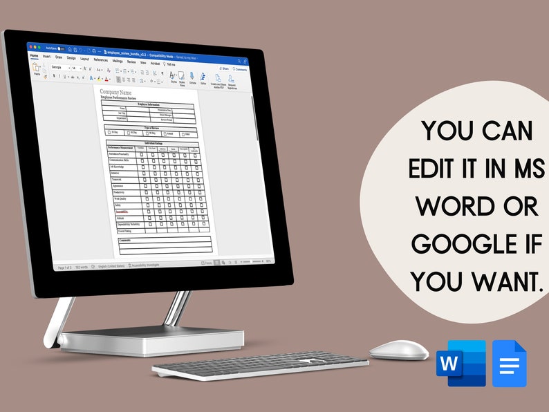 Employee Performance Review Template Bundle (printable PDF & MS Word ...