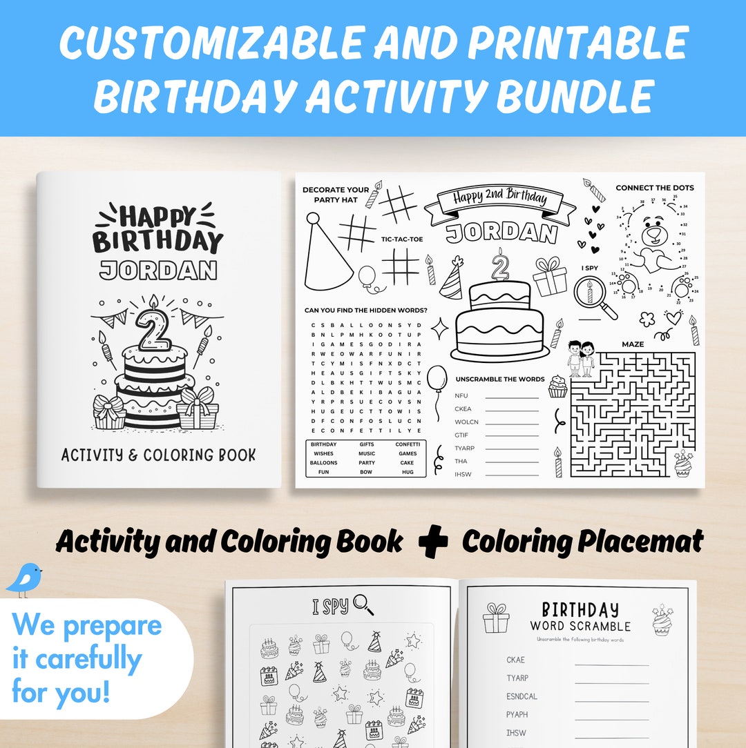 Customizable Birthday Activity Bundle: Coloring Book & Placemat ...
