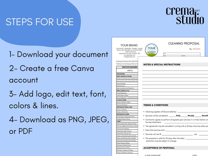 Cleaning Service Proposal Template: Commercial Business (PDF, Canva) - Etsy