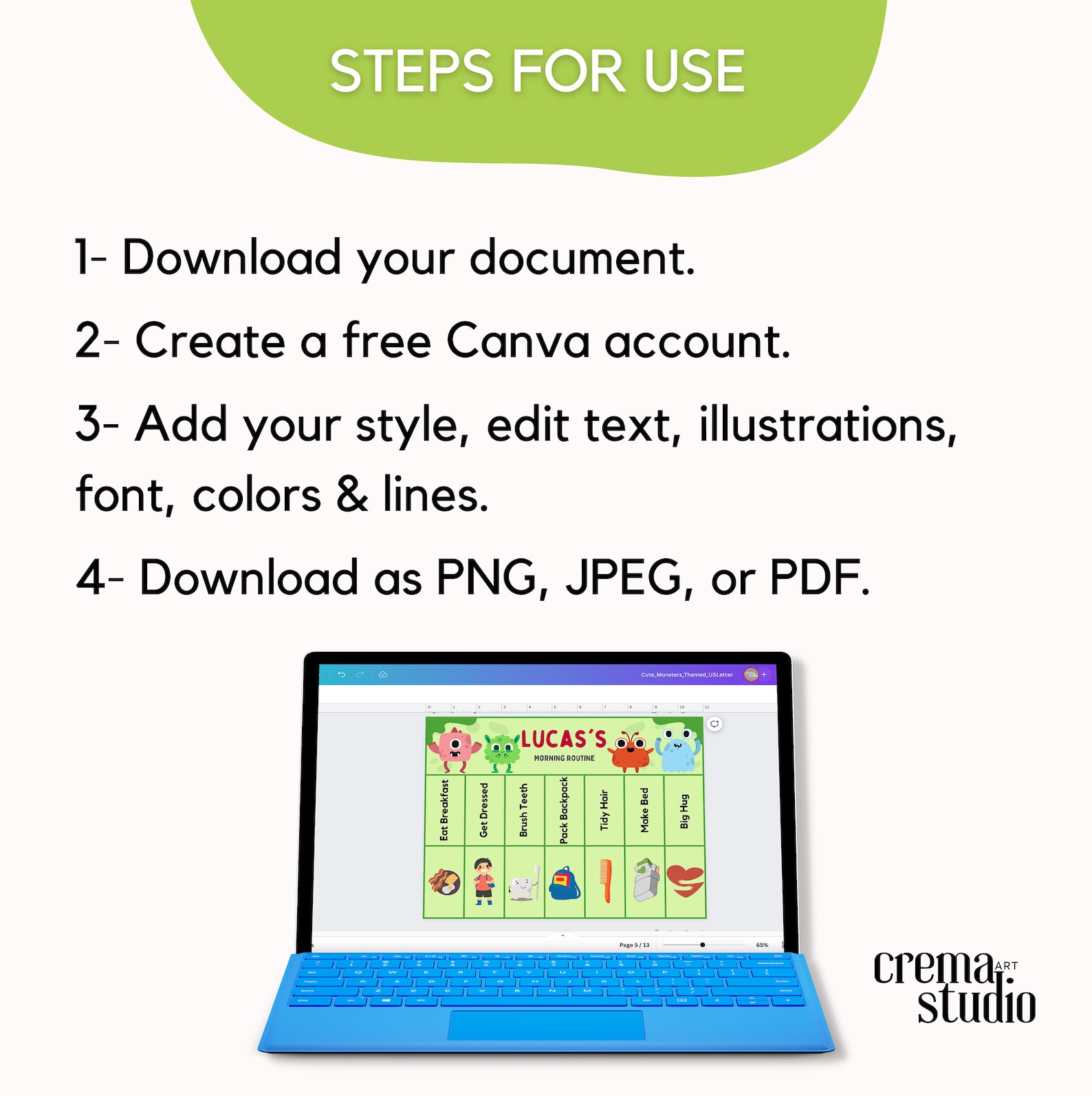 Interactive Morning & Bedtime Routine Chart Bundle Printable Cute ...
