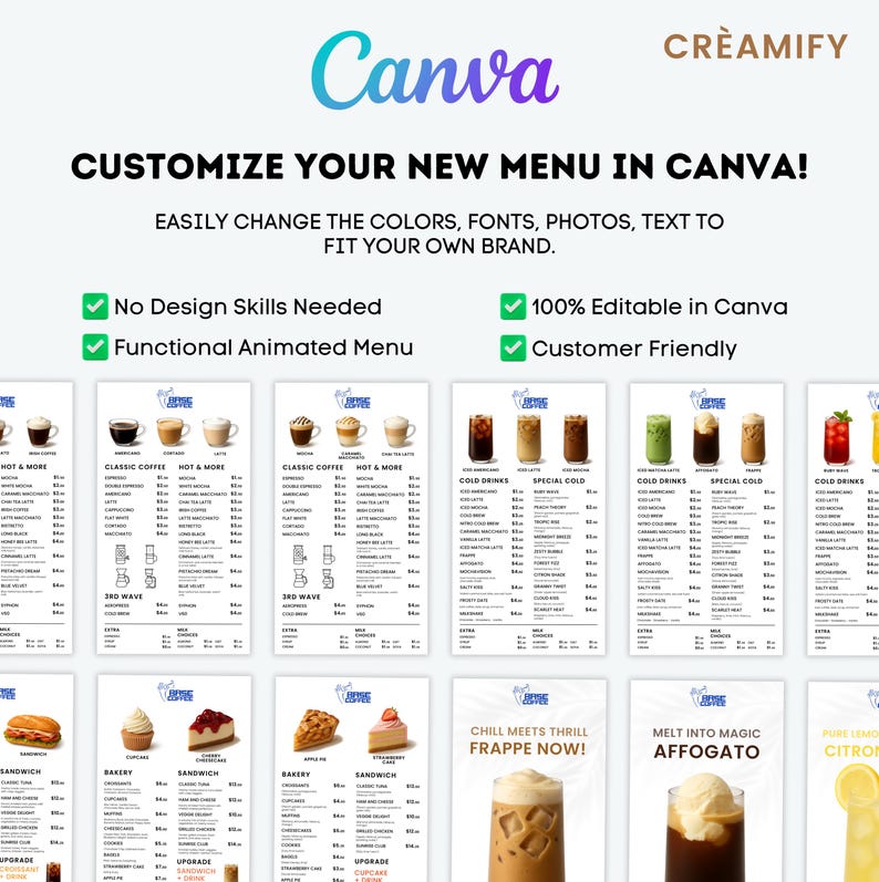 Vertical Digital Menu Board Bundle | Coffee Shop TV Screen Template ...