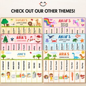 Kids Interactive Routine Chart Bundle • Printable Space Themed Flip ...