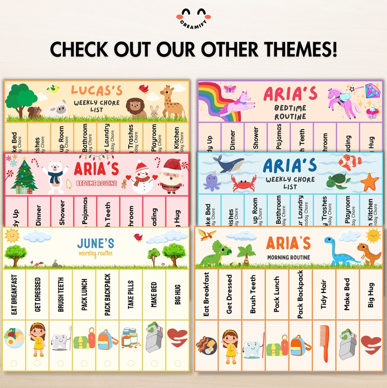 Kids Interactive Routine Chart Bundle Printable Space Themed Flip Chart ...