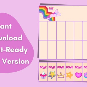 Interactive Routine Chart Bundle, Printable Unicorn Themed Flip Chart ...