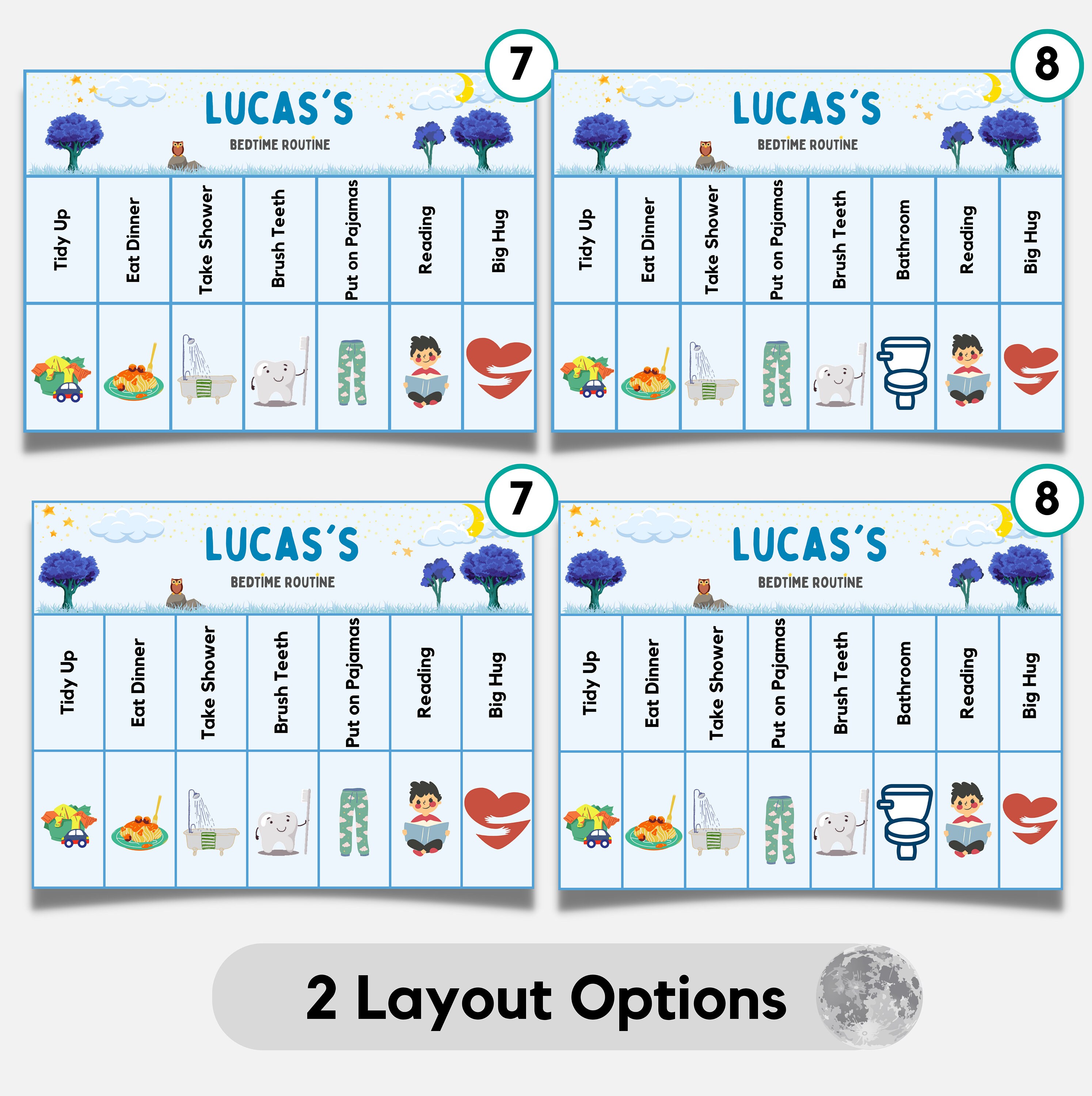 Editable Bedtime Routine Chart: Kids Checklist (printable PDF) - Etsy