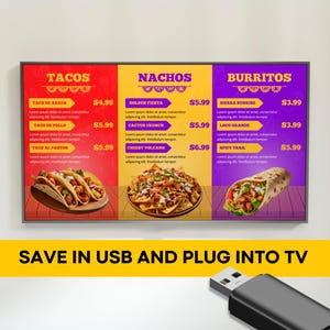 Mexican Restaurant Menu Board Template: Animated TV Screen (digital ...